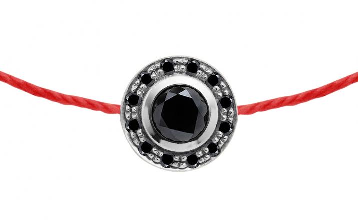 Bracelet Women red thread and black diamond chain Kcolor Bracelet Women red thread and black diamond chain Kcolor