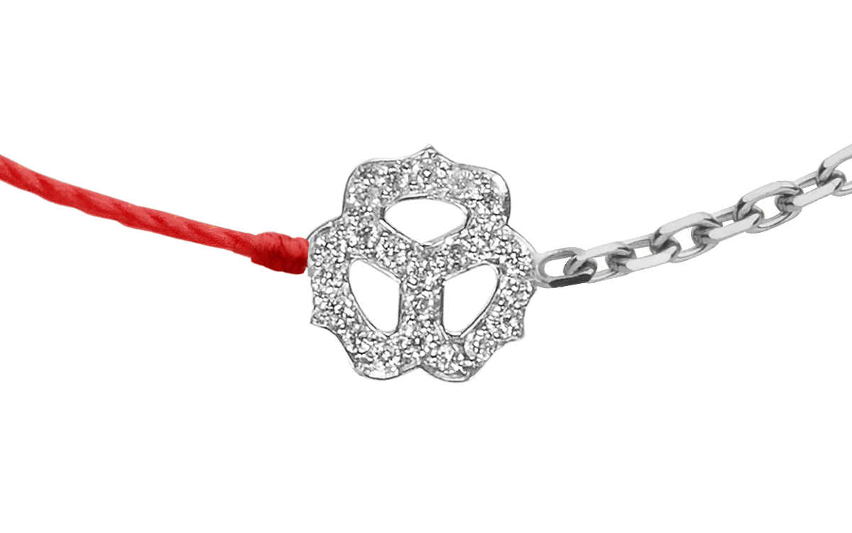Redline Jewelry Pensée Double Chain And String Bracelet White Gold ...
