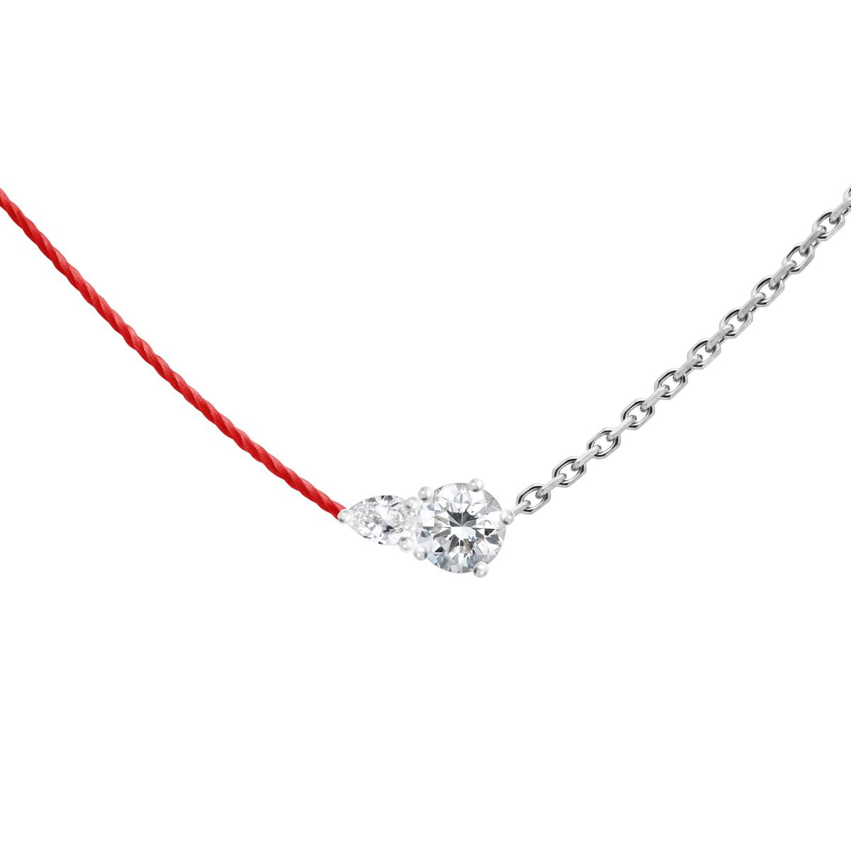 Redline necklace in white gold with two linked diamonds on chain and ...