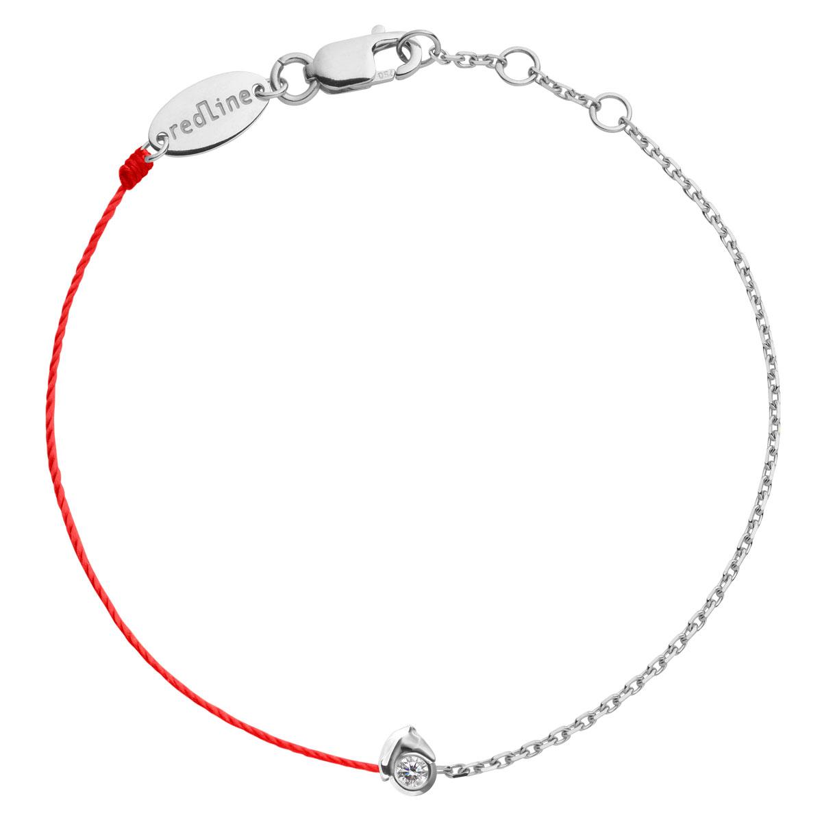 Baby Mini Horse RedLine half-thread half-chain bracelet in white gold ...