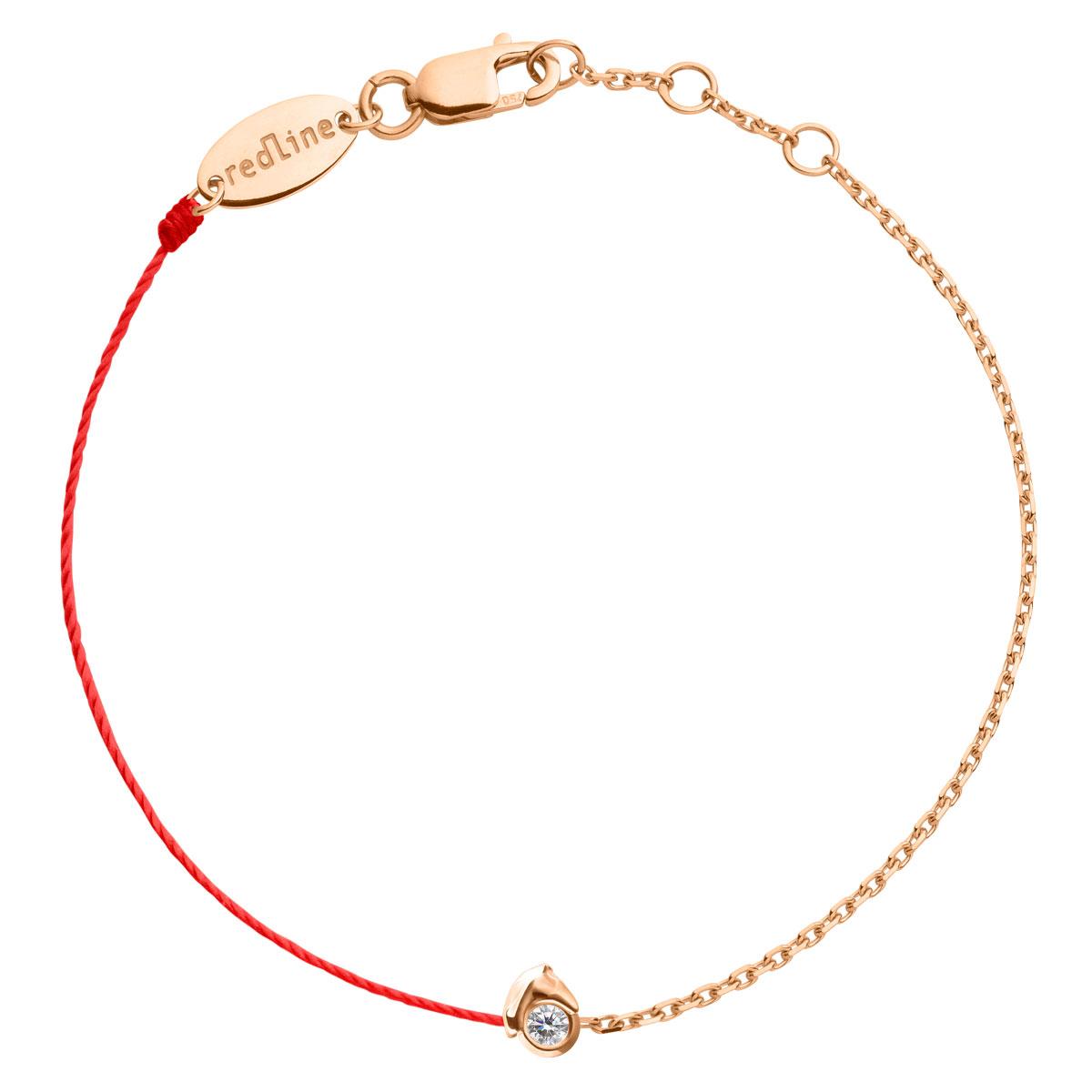Baby Mini Horse RedLine double bracelet in rose gold set with a diamond ...
