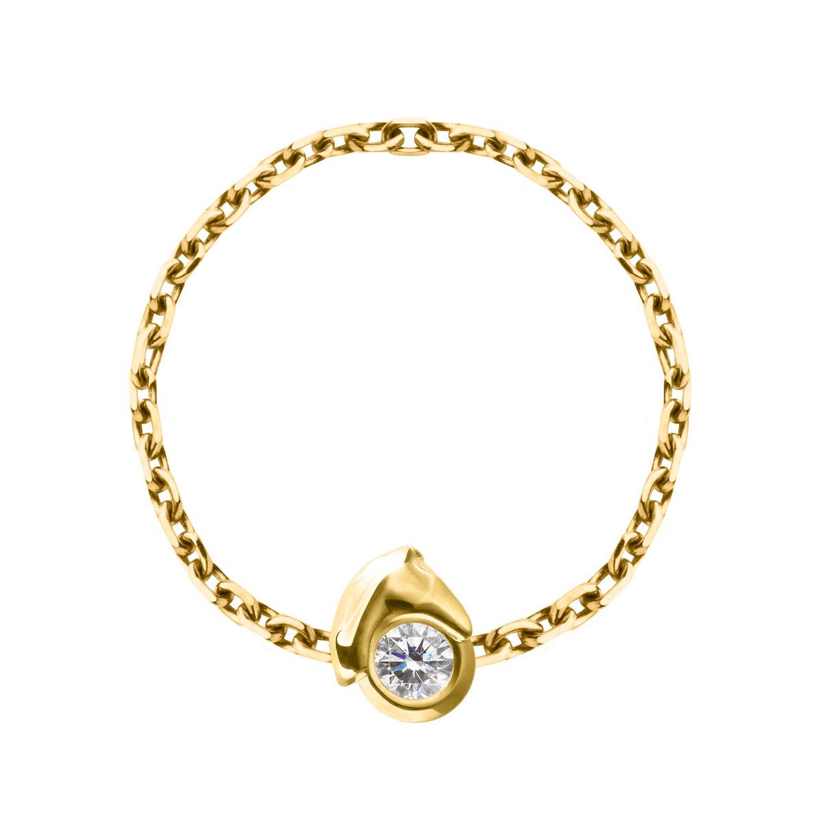 Mini Horse RedLine horse chain ring in yellow gold with diamond - Redline