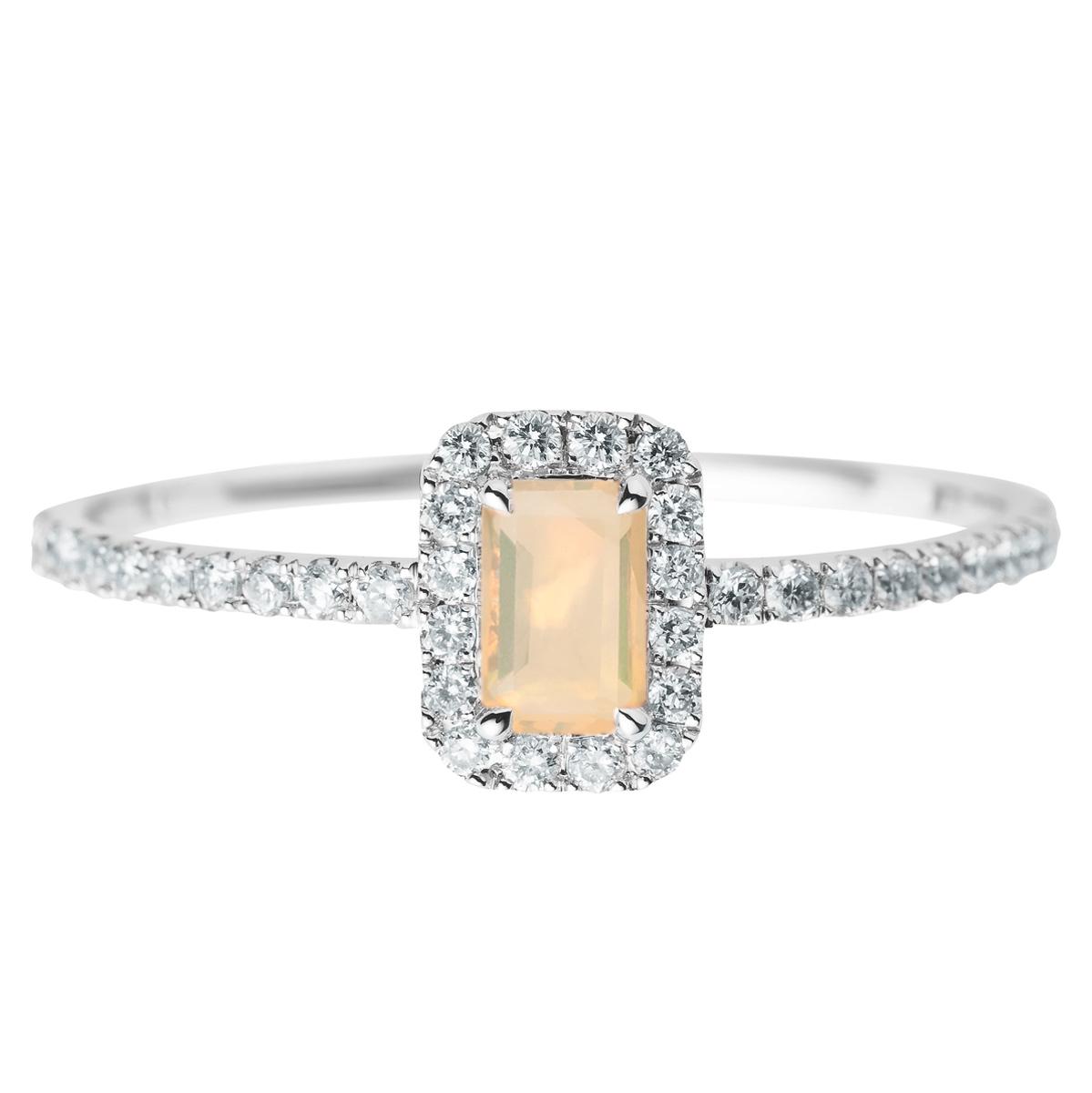 Redline diamond and opal band ring in white gold - Redline