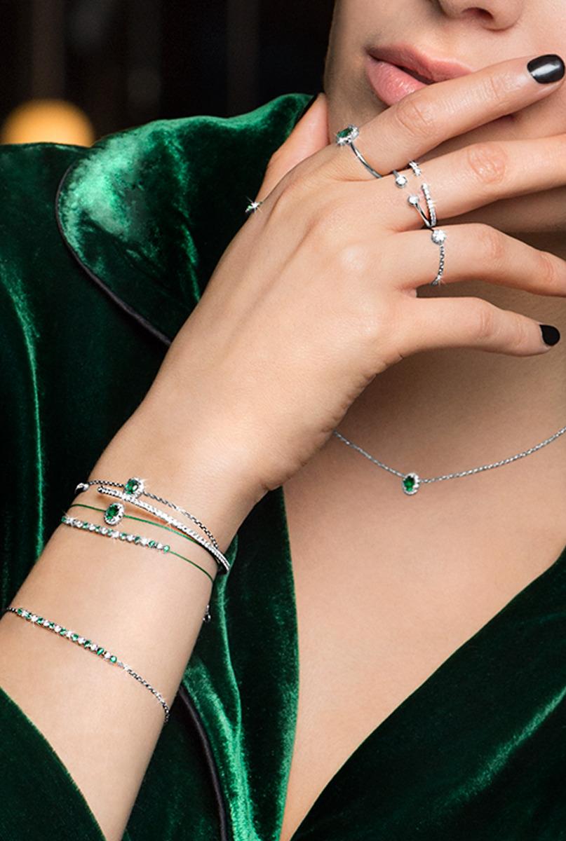 Redline Jewerly - Diva Émeraude - Chain Bracelet For Women with 0.06ct ...